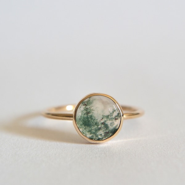 Genuine Moss Agate Gold Ring - Etsy