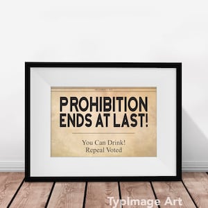 Prohibition Sign Bar Sign Printable Sign Home Bar Decor Prohibition ...