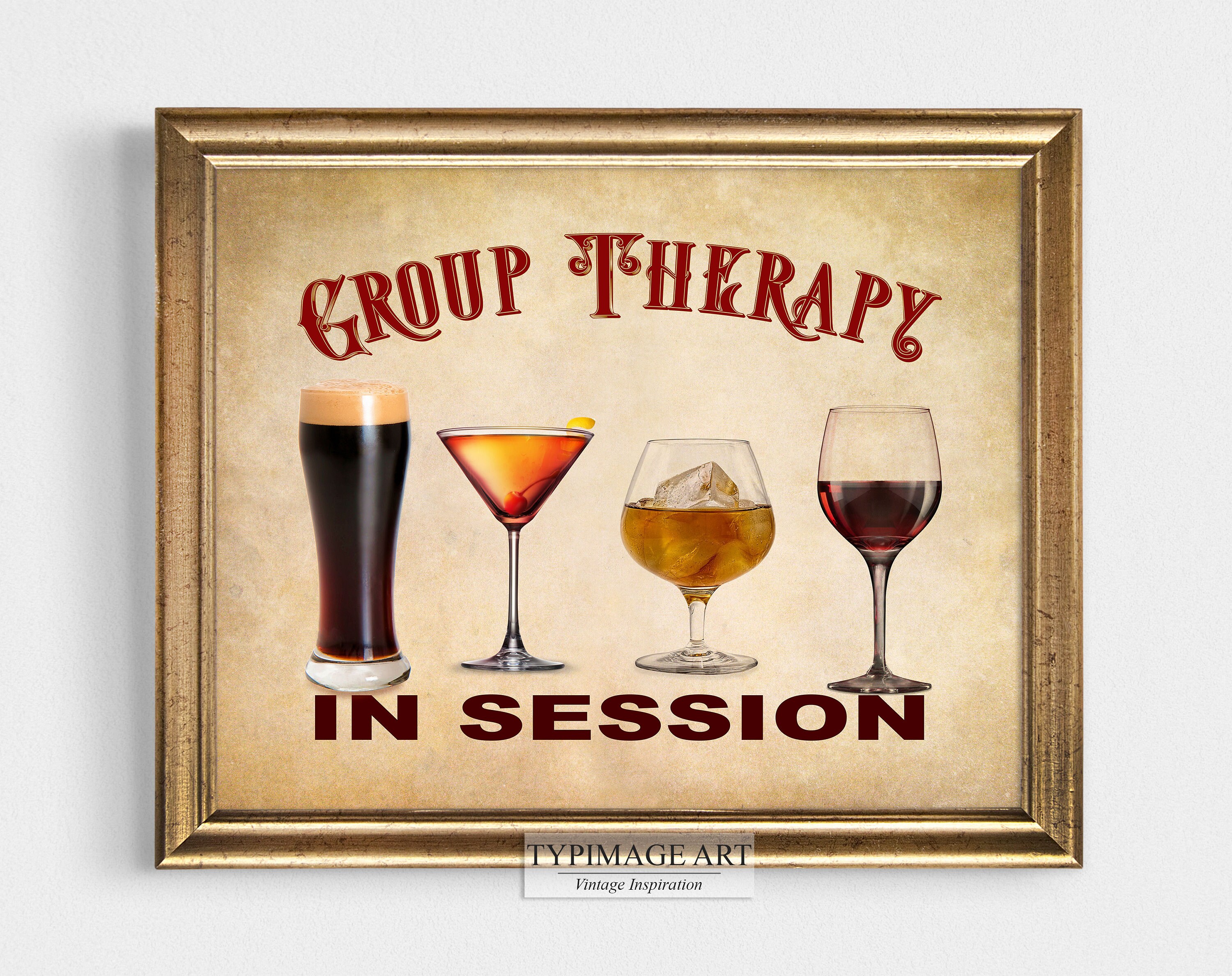 Group Therapy Bar Sign, Retro Pub Decor, Humorous Bar Wall Decor, Funny ...