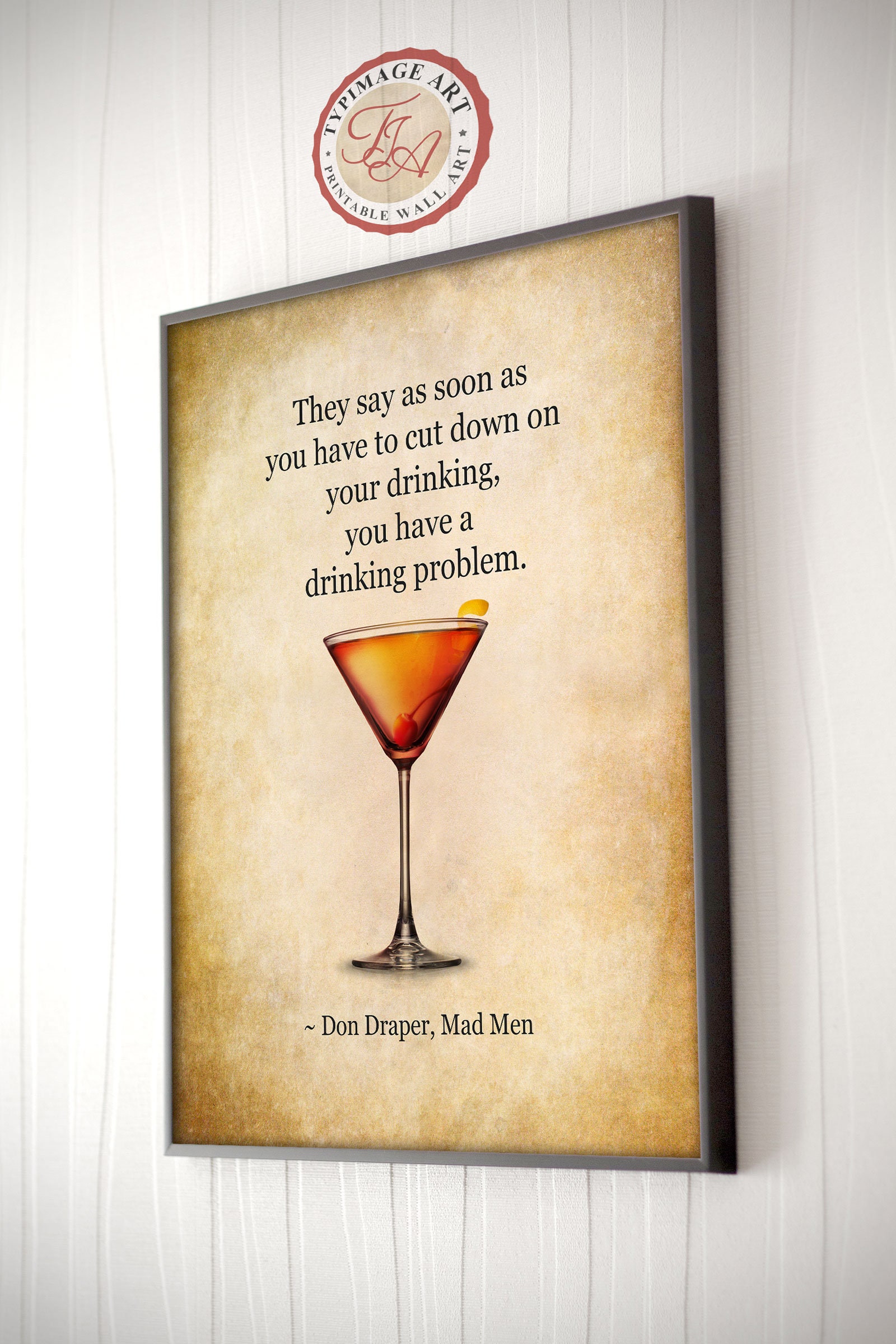 Cocktail Art Print, Home Bar Art, Drinking Poster, TV Lover Gift ...