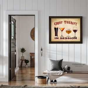 Group Therapy Bar Sign, Retro Pub Decor, Humorous Bar Wall Decor, Funny ...