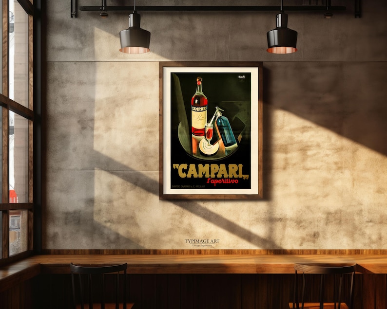 Vintage Campari Poster – Italian Ad Poster, Retro Bar Decor, Alcohol ...