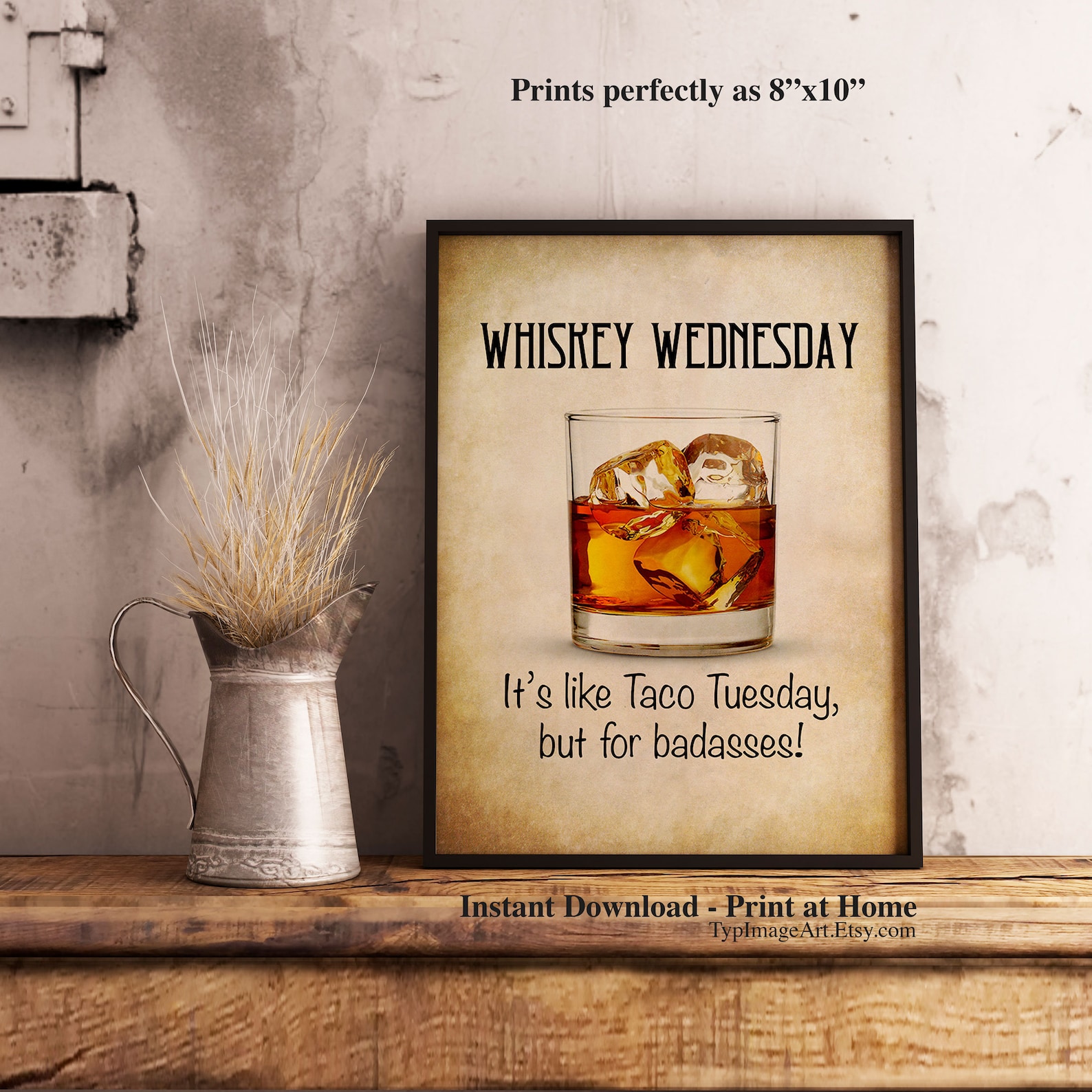 Whiskey Wednesday Bar Art Badass Quote Whiskey Art Bar - Etsy