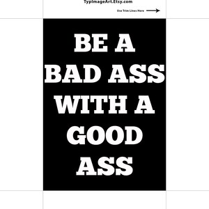 Bad Ass Fitness Poster Gym Poster Workout Motivation Motivational Quote ...