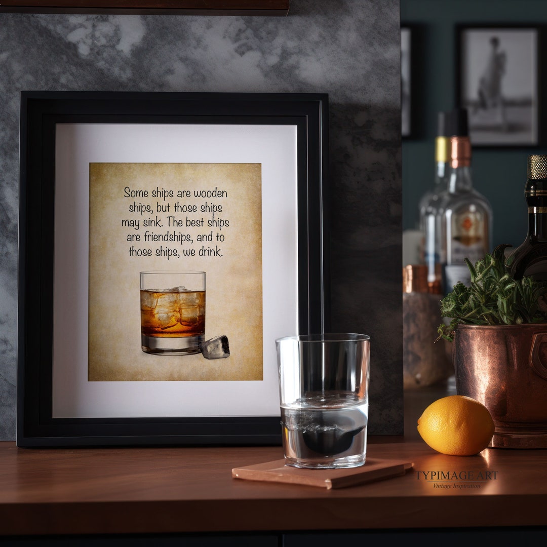 Friendship Toast Quote, Bar Art Prints, Whiskey Bar Cart Prints ...