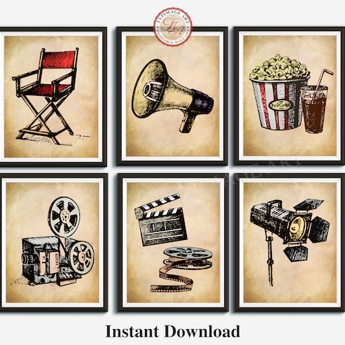 Home Theater Decor Cinema Decor Set of 6 Movie Patent Posters - Etsy