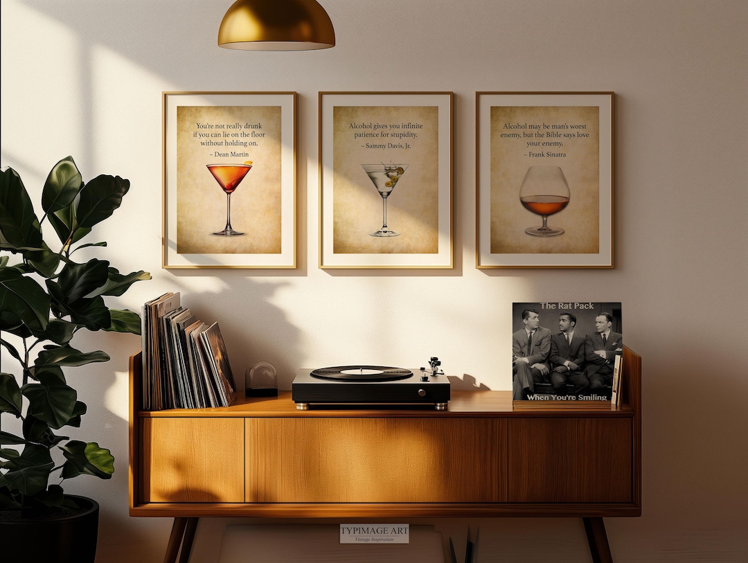 Famous Drinking Quote, Funny Retro Cocktail Quote Prints, Midcentury ...