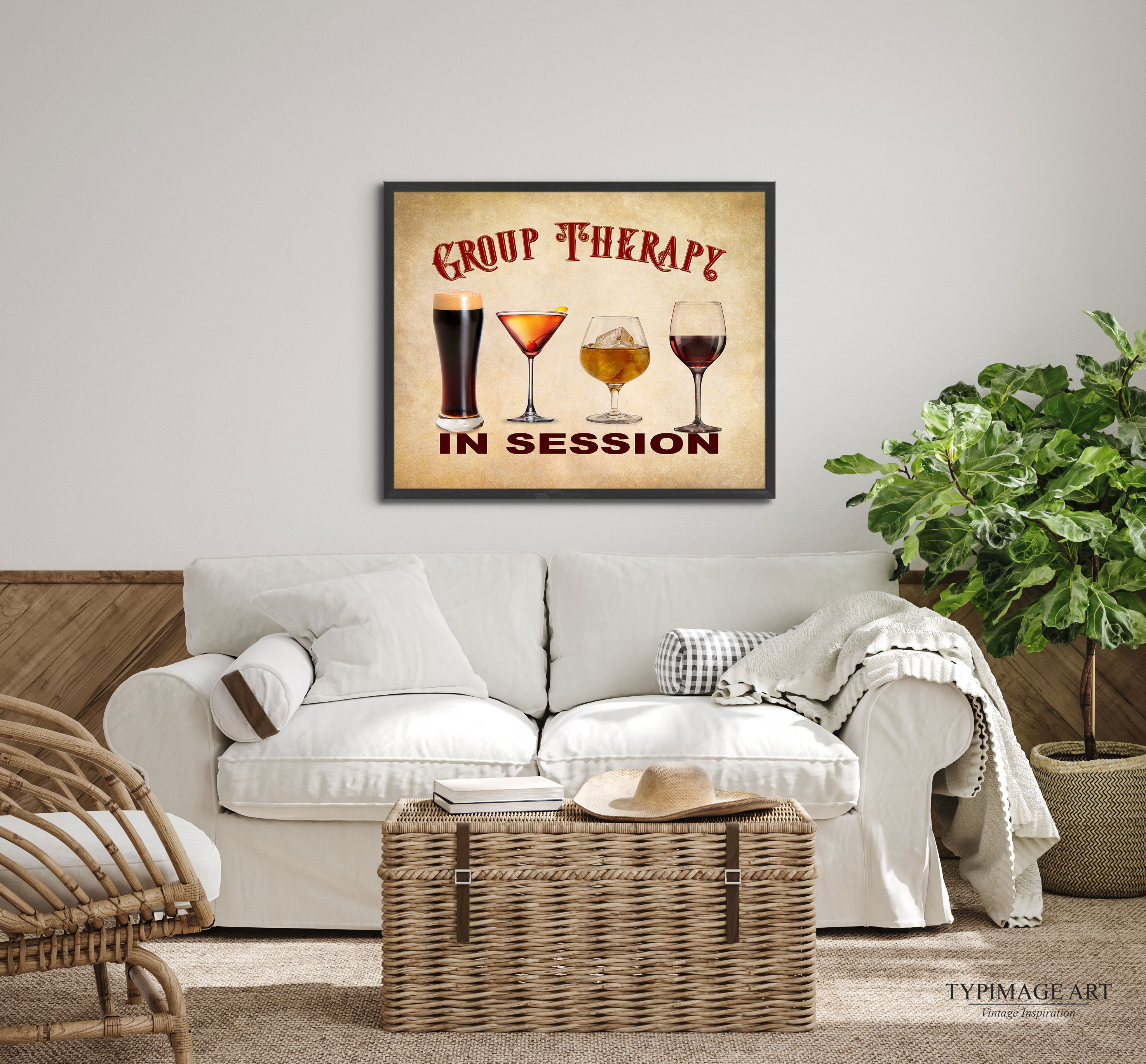 Group Therapy Bar Sign, Retro Pub Decor, Humorous Bar Wall Decor, Funny ...
