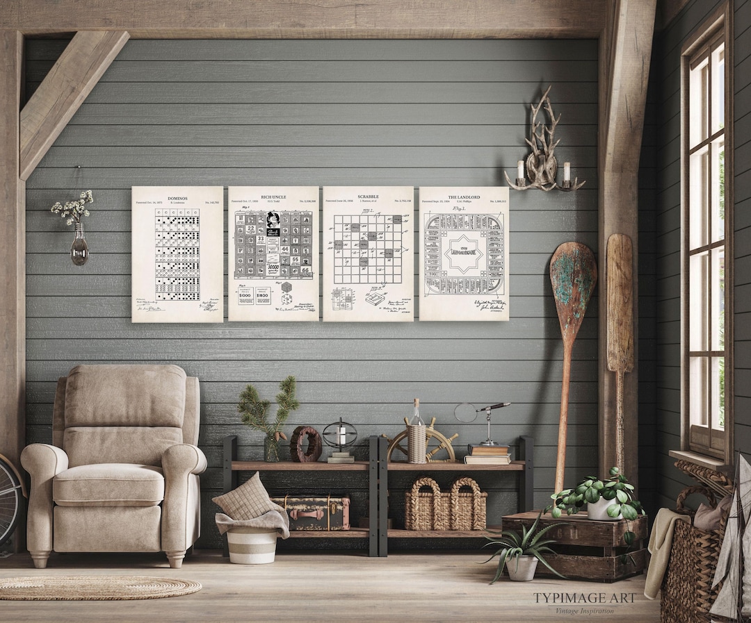Retro Board Games, Game Room Wall Art, Basement Decor, Board Game Art ...