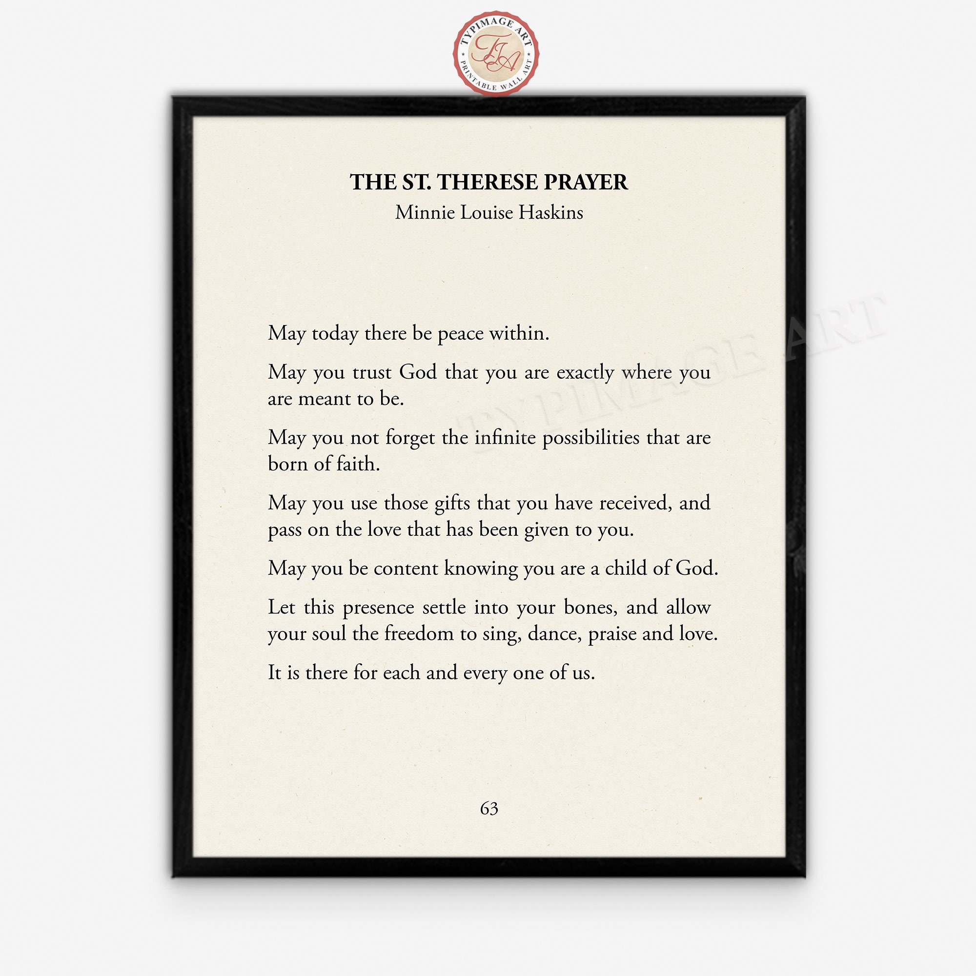 St. Therese Poem Catholic Poem Literary Gifts Minnie Louise - Etsy