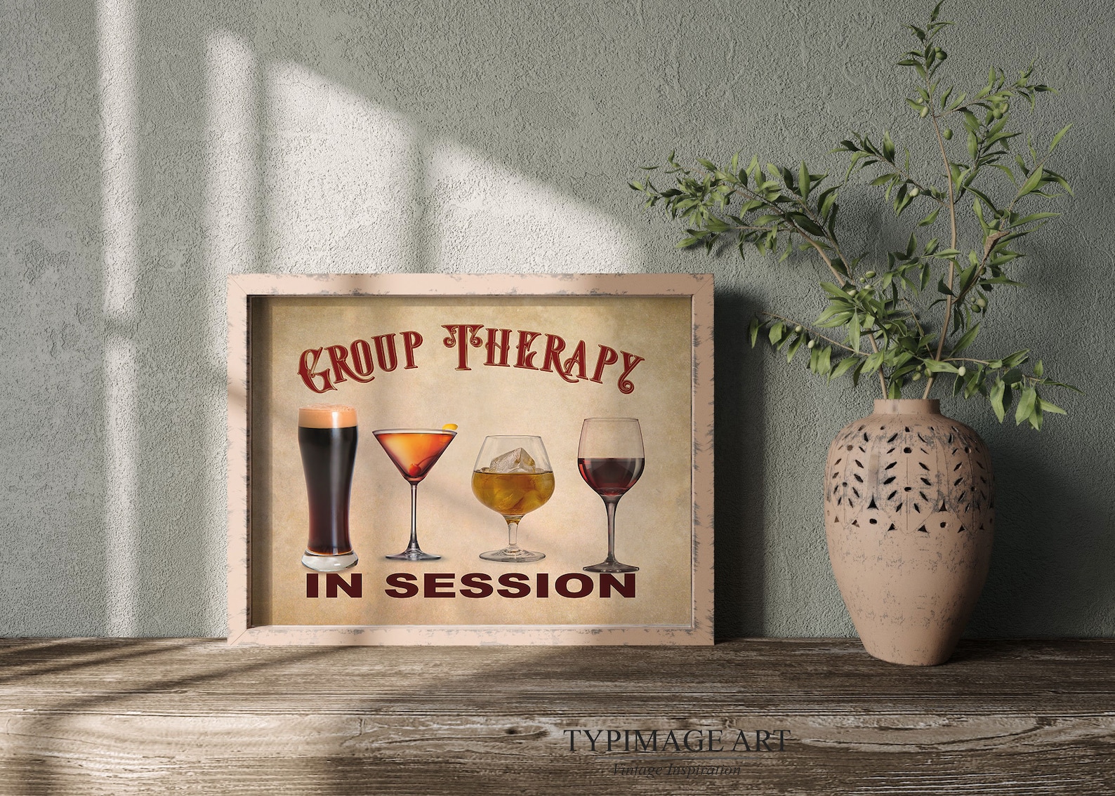 Group Therapy Bar Sign, Retro Pub Decor, Humorous Bar Wall Decor, Funny ...