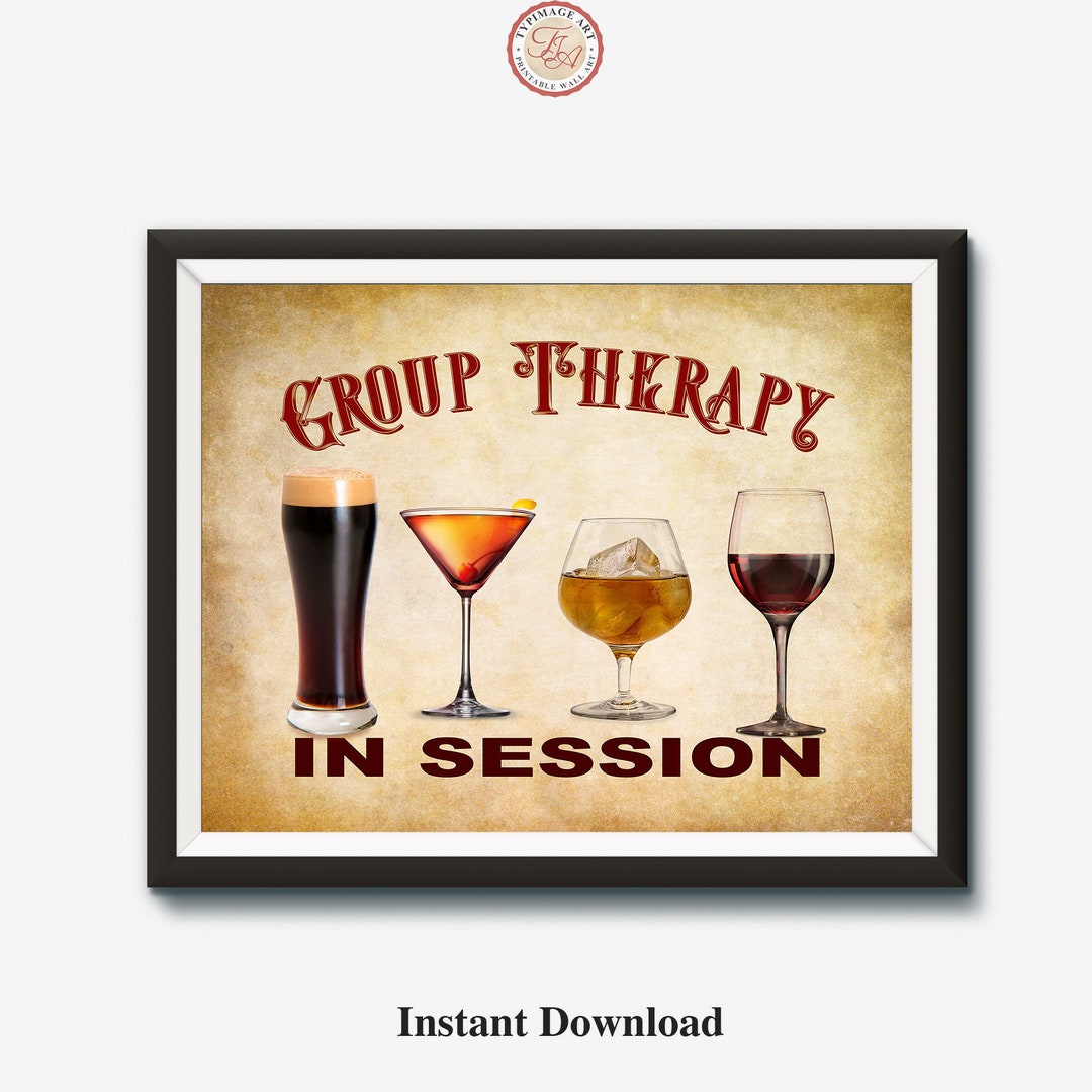 Group Therapy Bar Sign, Retro Pub Decor, Humorous Bar Wall Decor, Funny ...