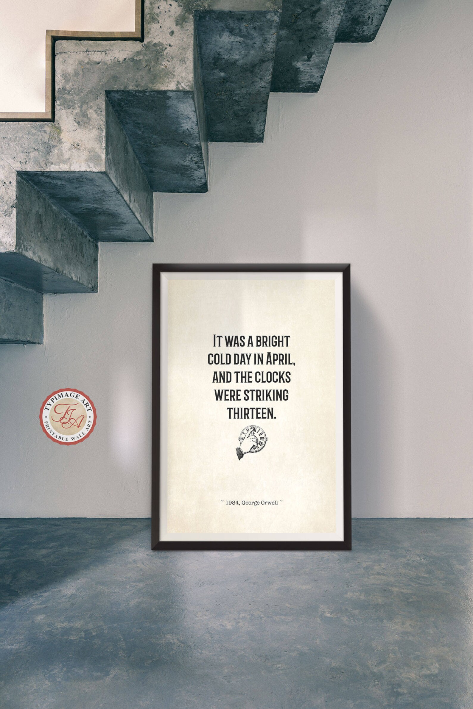 George Orwell 1984 Clocks Were Striking 13 Vintage Style Prints Retro ...