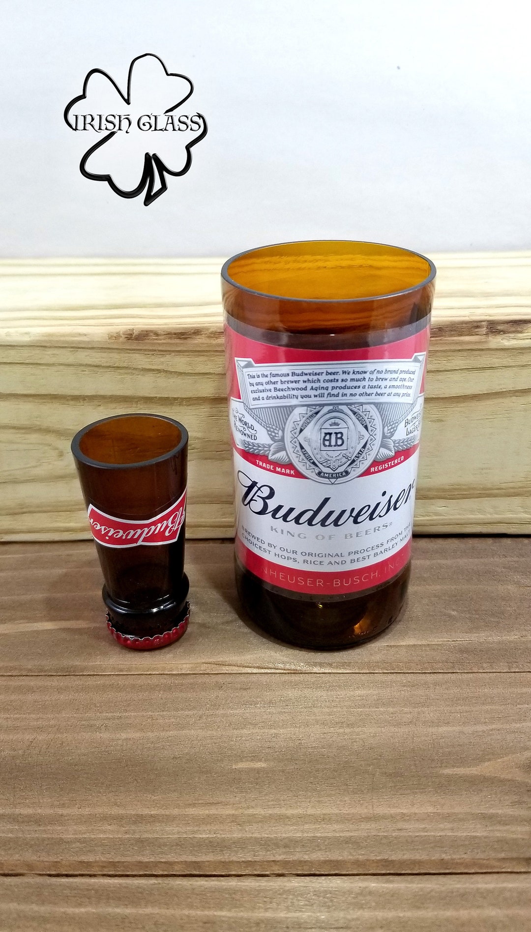 Repurposed Beer Bottle Glassware – Budweiser Drinking Glass & Shot ...