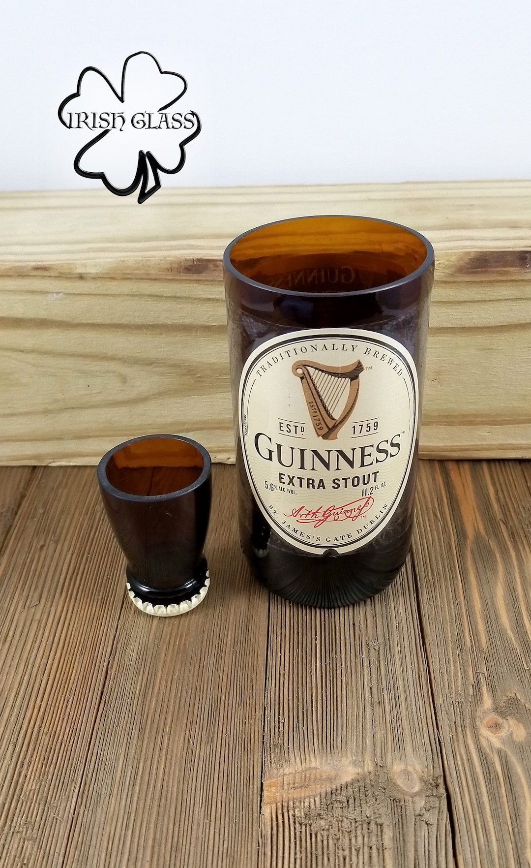 Handcrafted Guinness Beer Bottle Glass and Shot Glass Set - Etsy