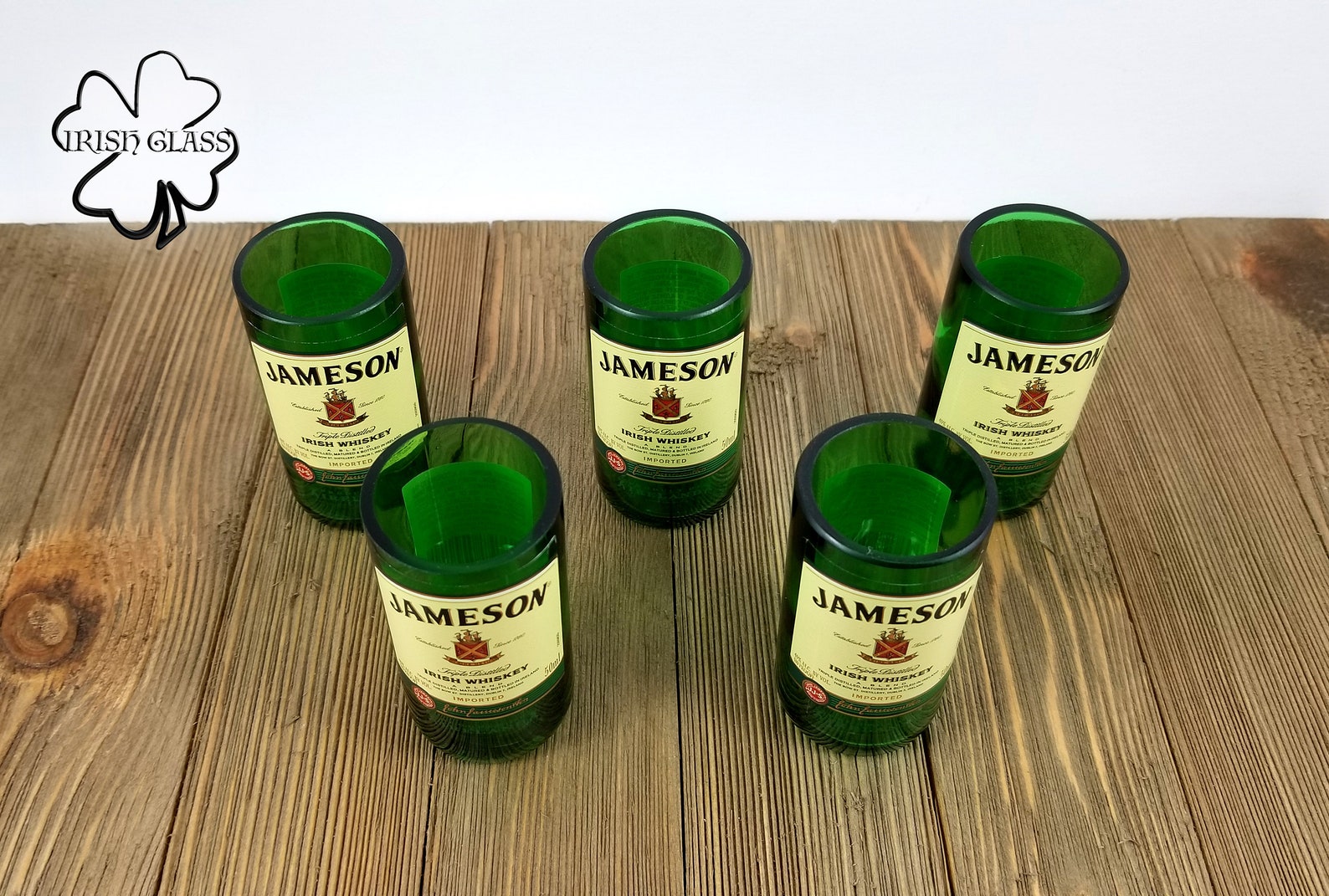 Whiskey Shot Glasses Made From Miniature Jameson Glass Bottles Etsy