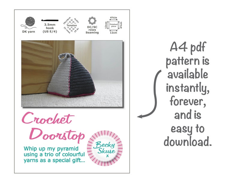Crochet Pyramid Door Stop Pattern, Quick & Easy DIY Home Décor Gift, UK ...
