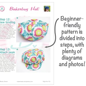 Baker Boy Hat Sewing Pattern, Newsboy Cap in 4 Sizes, Beginner Paperboy ...