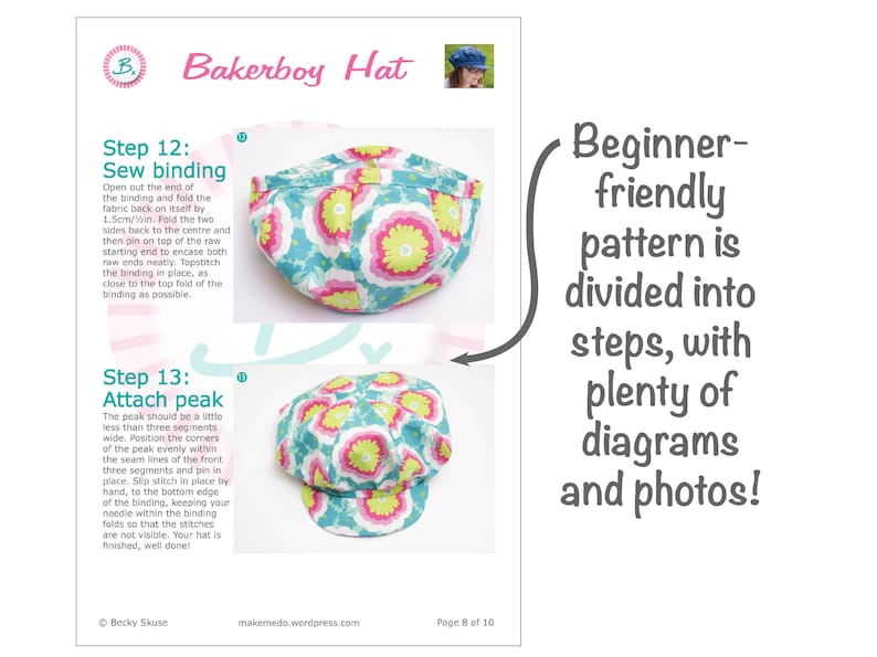 Baker Boy Hat Sewing Pattern Newsboy Cap in 4 Sizes Beginner | Etsy