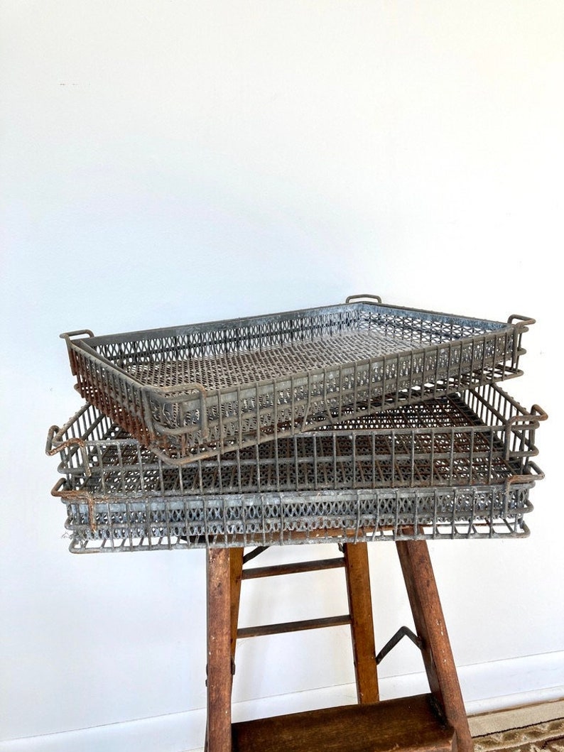 Vintage Industrial Metal Basket - Etsy