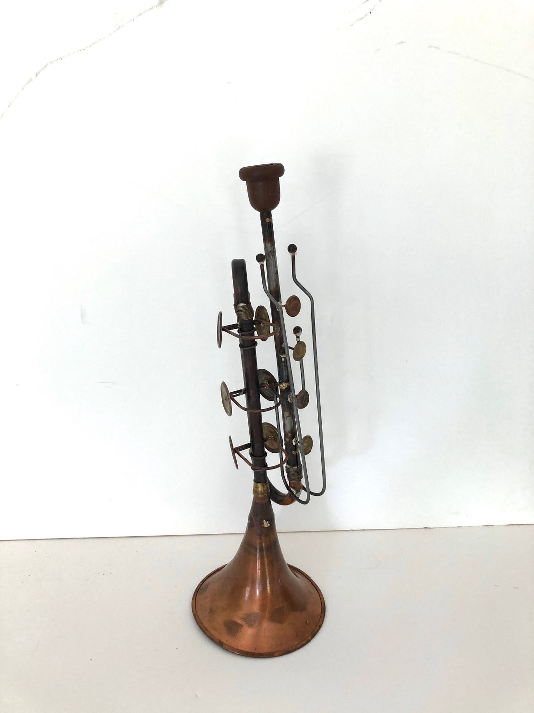 Vintage Folk Art Trombone Handmade Recycled Metal Meterials - Etsy