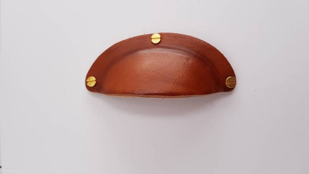 Leather Handle in the Shape of a Shell. Furniture Handle, Drawer Handle ...