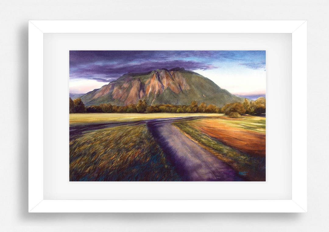 Watercolor Print - Mount Si at Sunset by Pacific Northwest Artist ...