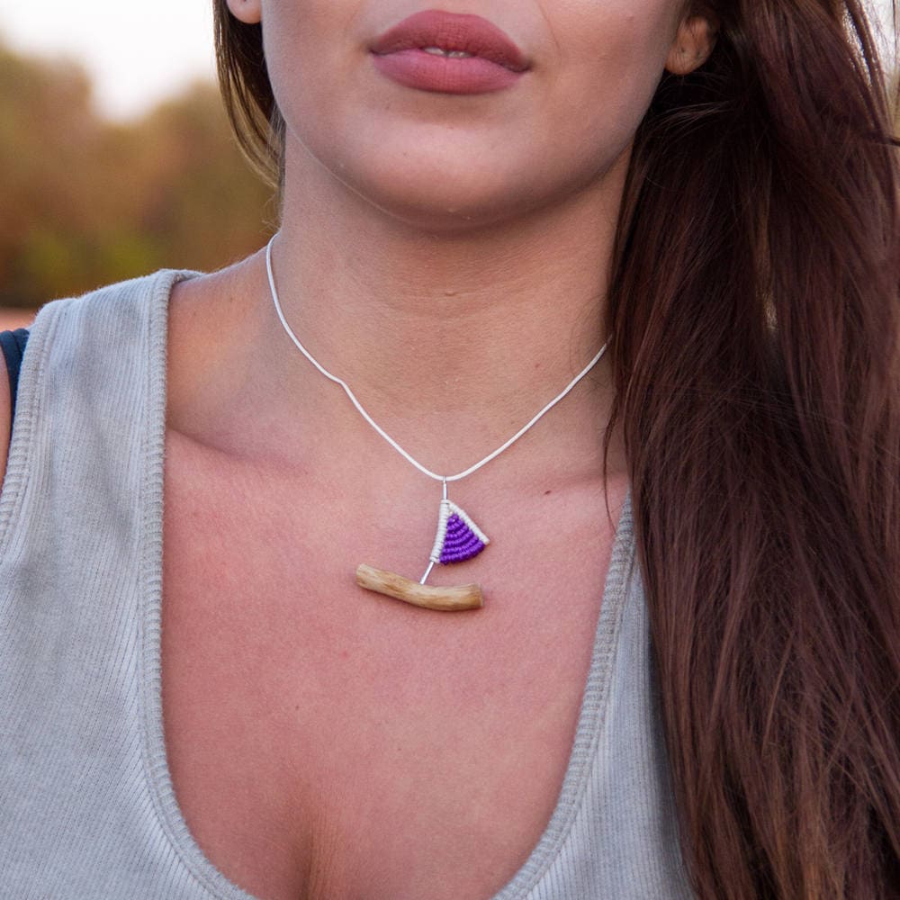 Driftwood Sailboat Pendant Macrame Jewelry Wood Jewelry | Etsy