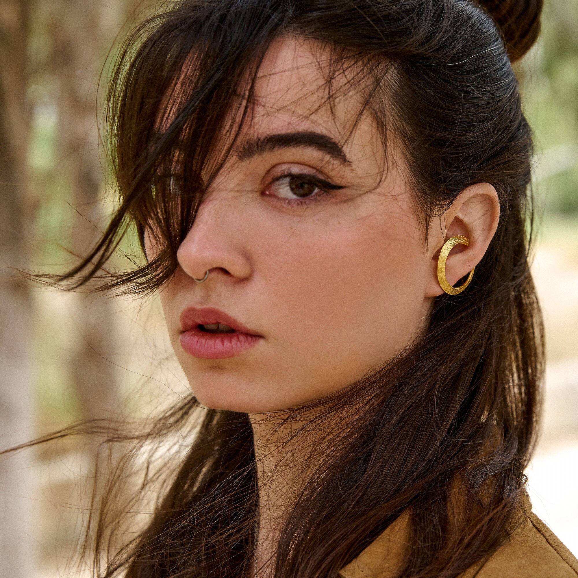 Illusion Earrings, Vermeil Gold Cuff Earrings, Unique Hoops Earrings ...