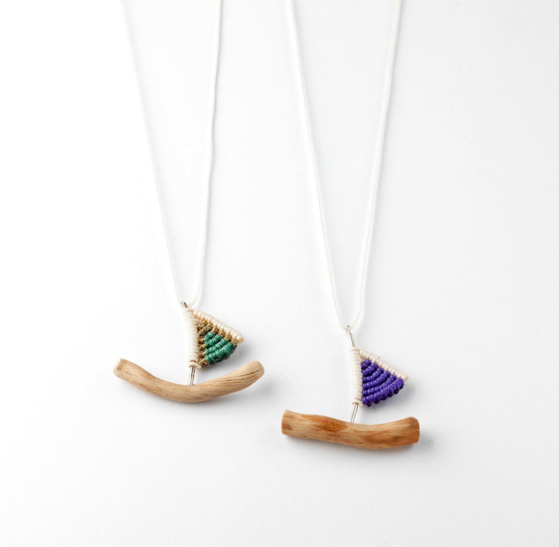 Driftwood Sailboat Pendant Macrame Jewelry Wood Jewelry | Etsy