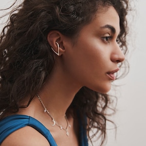 Illusion Earring, Black Ear Climber, Ear Crawlers, Big Ear Cuff, V ...