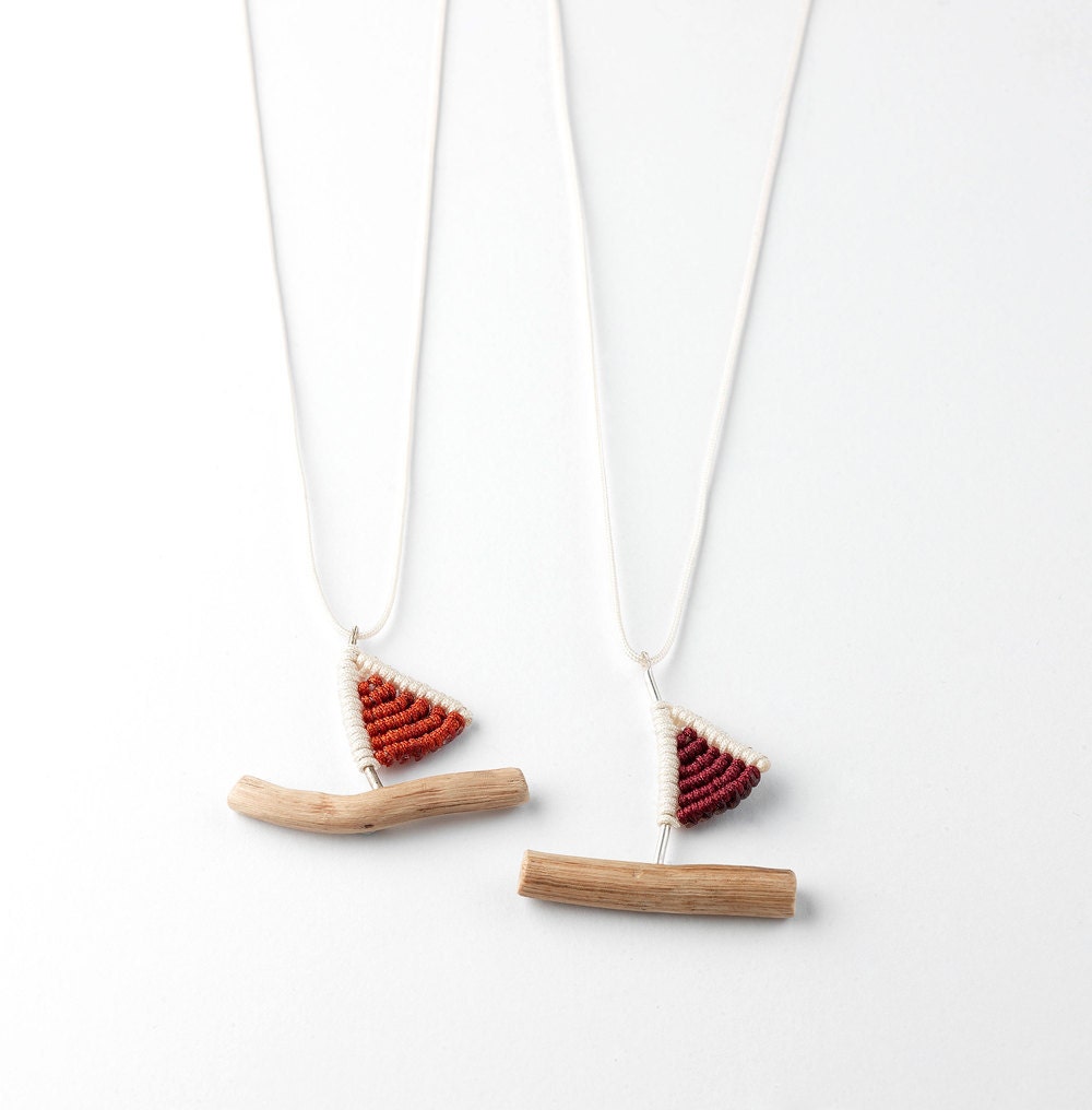 Driftwood Sailboat Pendant Macrame Jewelry Wood Jewelry | Etsy