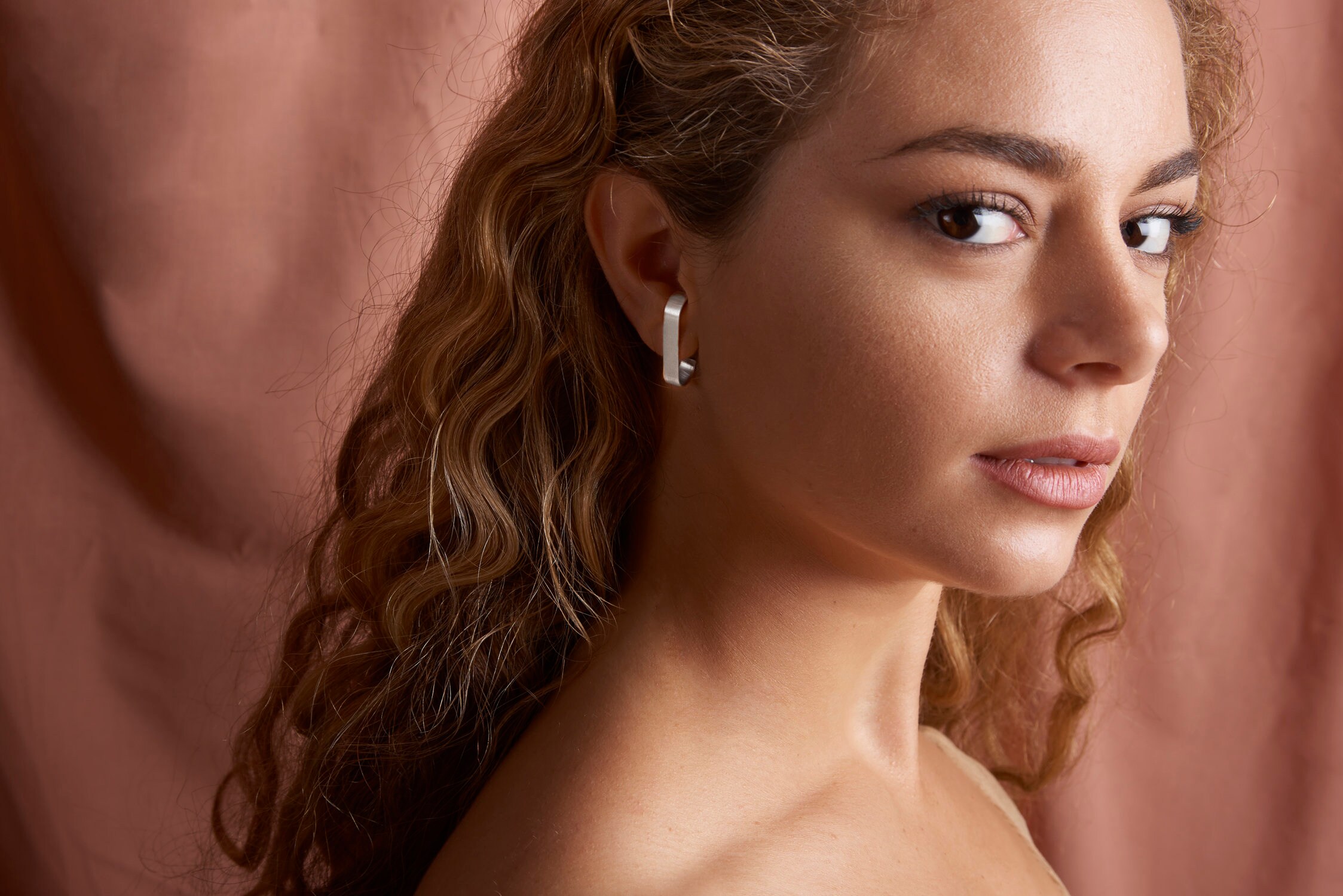 Suspender Silver Earring Simple Hug Earrings Statement - Etsy