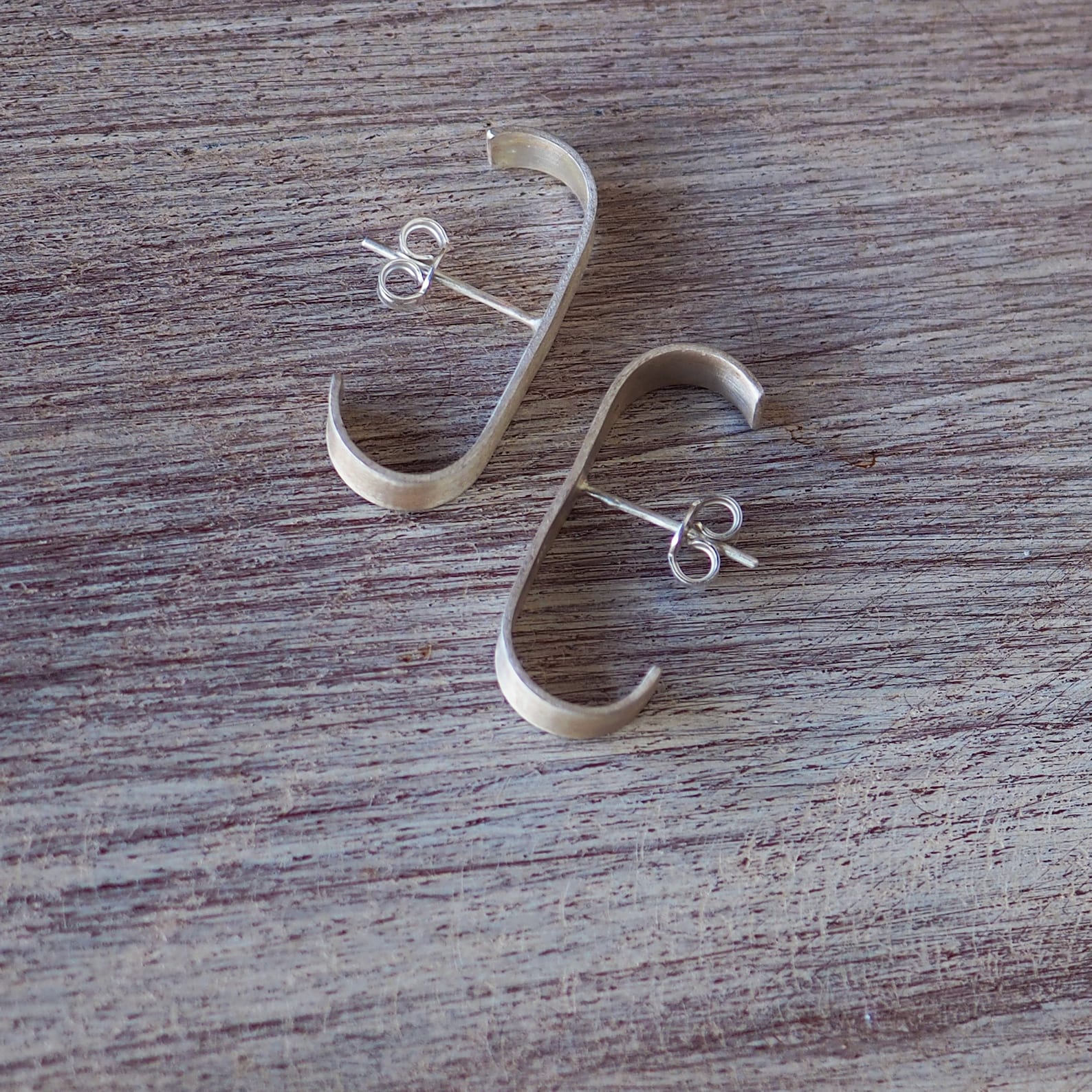 Suspender Silver Earring Simple Hug Earrings Statement - Etsy