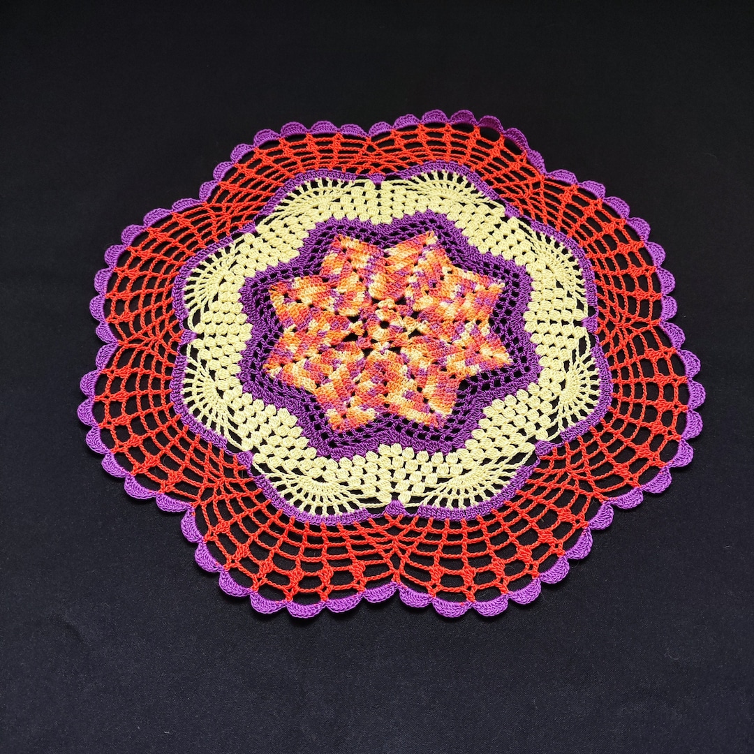 Crochet Doily 14.2"-round Doilies-crochet Tablecloth-lace Doily-napkin ...