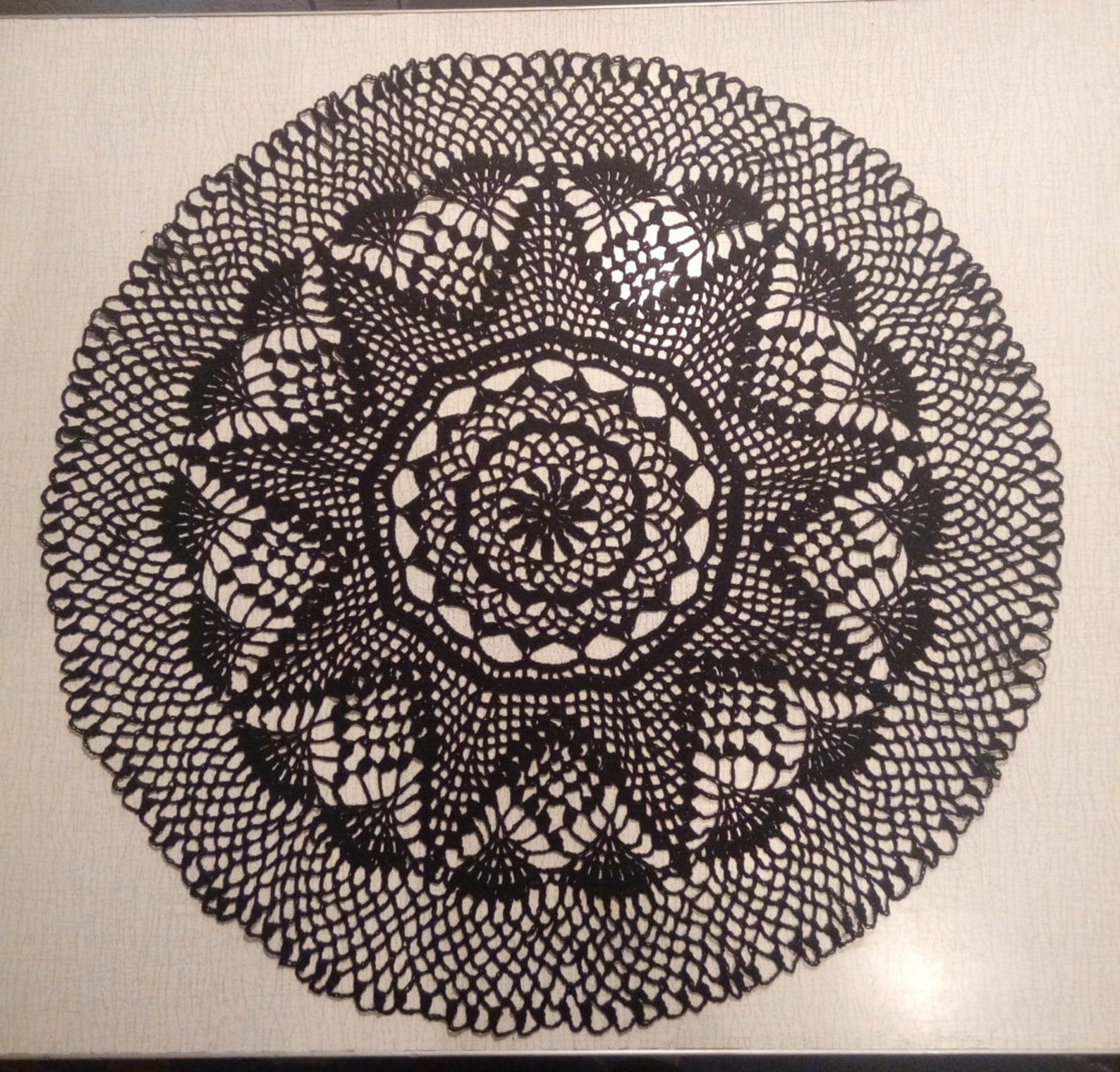 Black Crochet Doily- Round Doilies-large Doily - Black—home Decor ...
