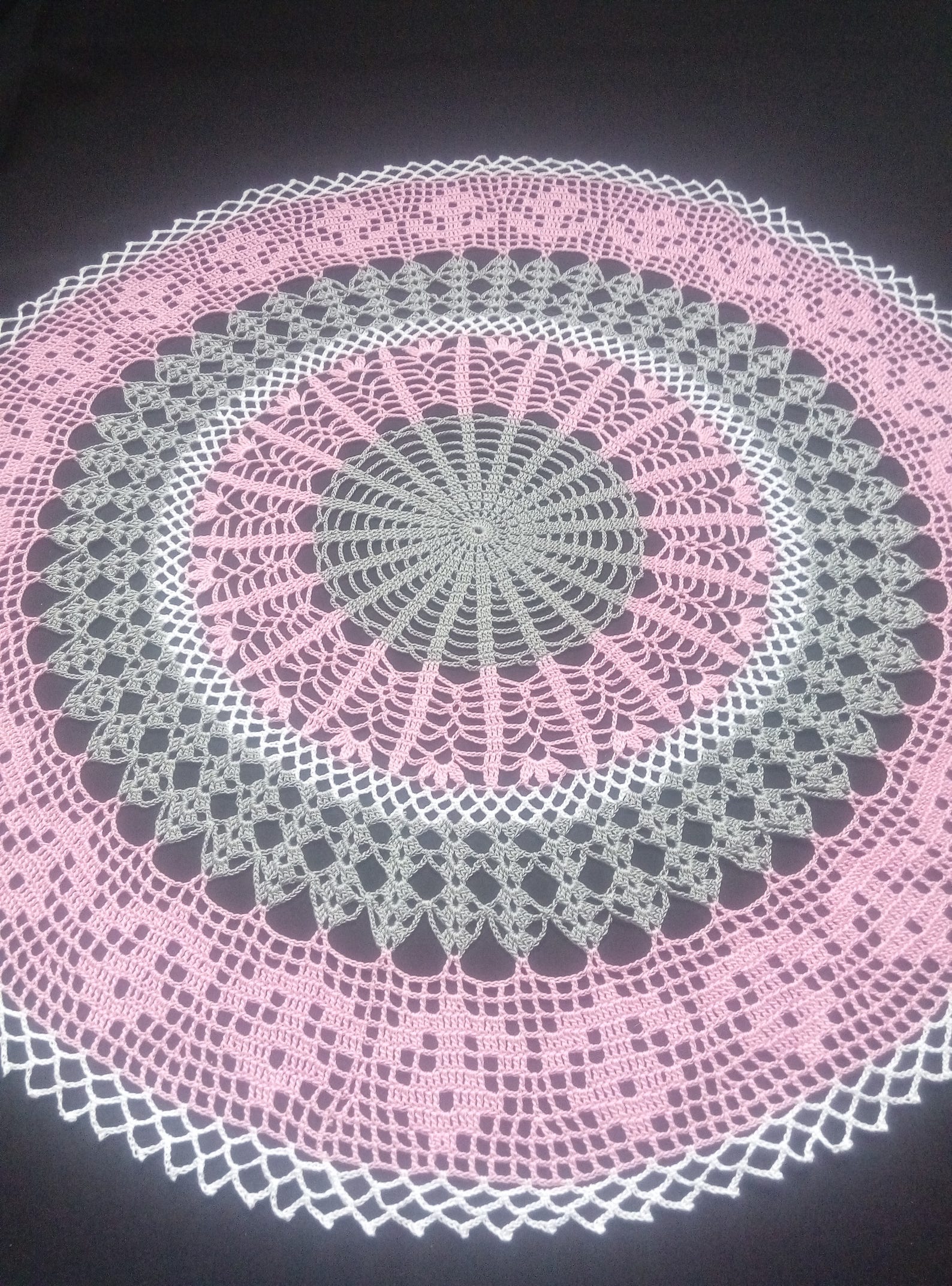 Crochet Doily 26"-pink Doily-grey Doily-crochet Doilies-white Doily ...