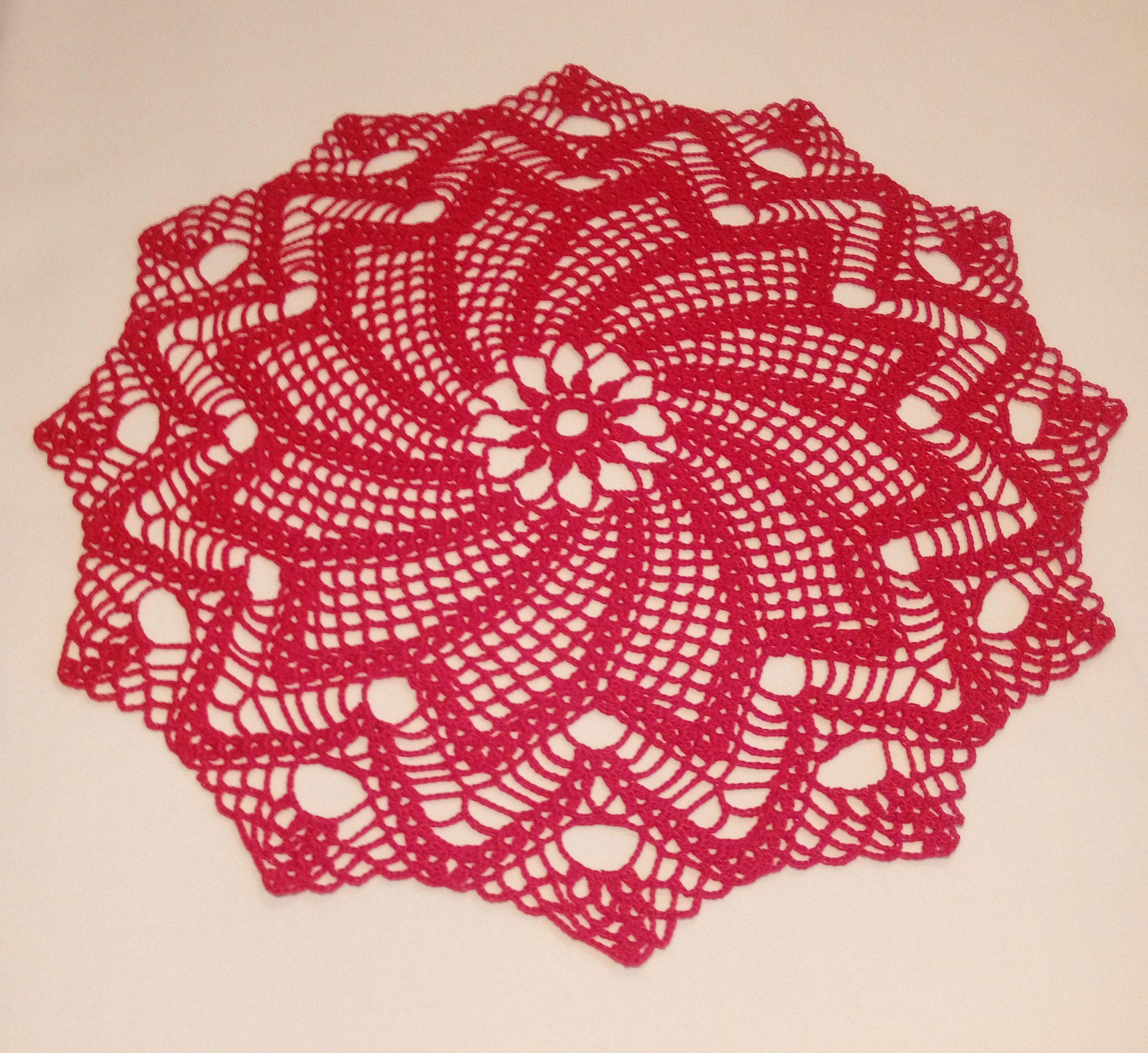 Red Crochet Doily - Round Doilies - Red Doily - Home Decor - Crochet ...