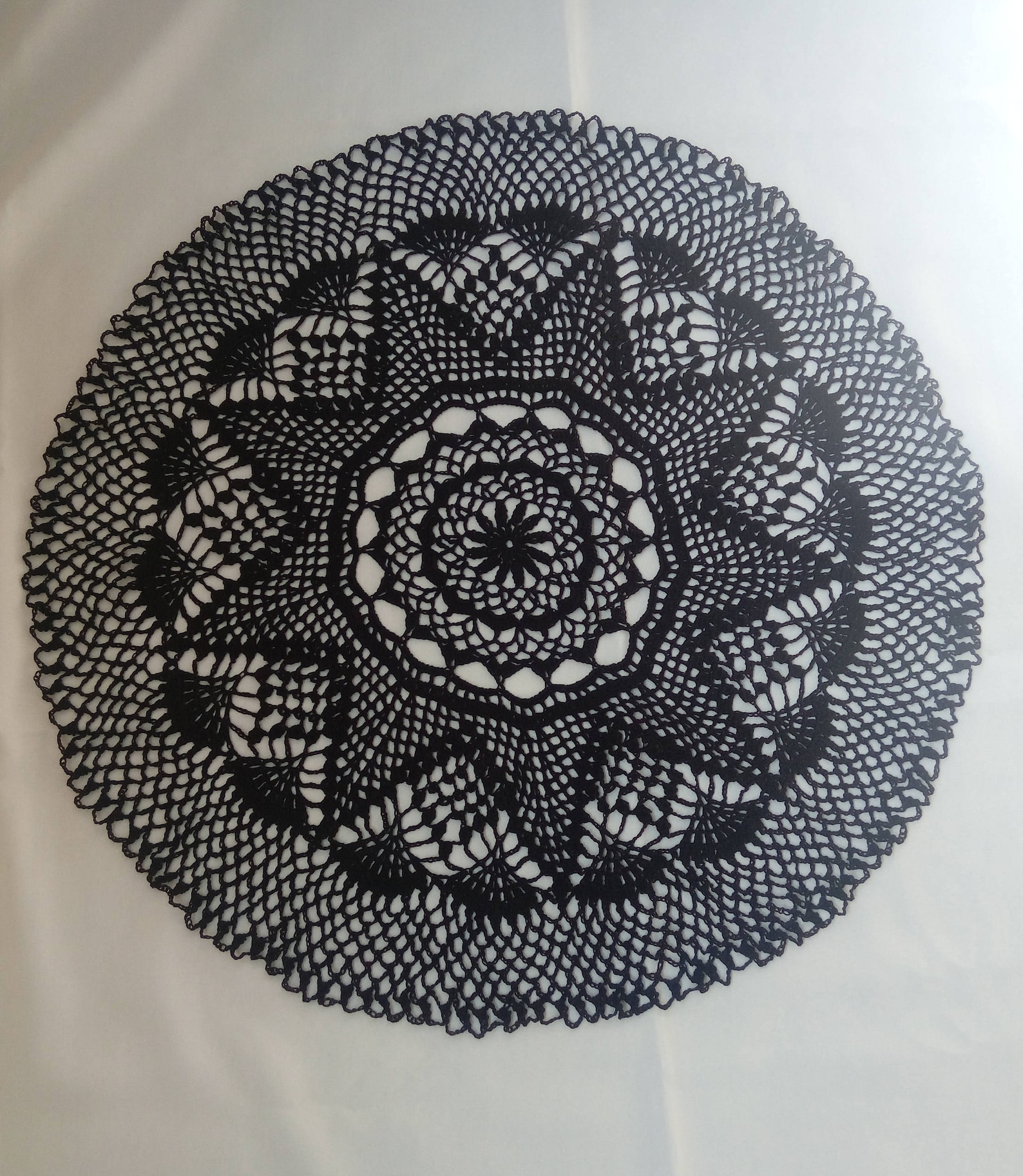 Black Crochet Doily- Round Doilies-large Doily - Black—home Decor ...