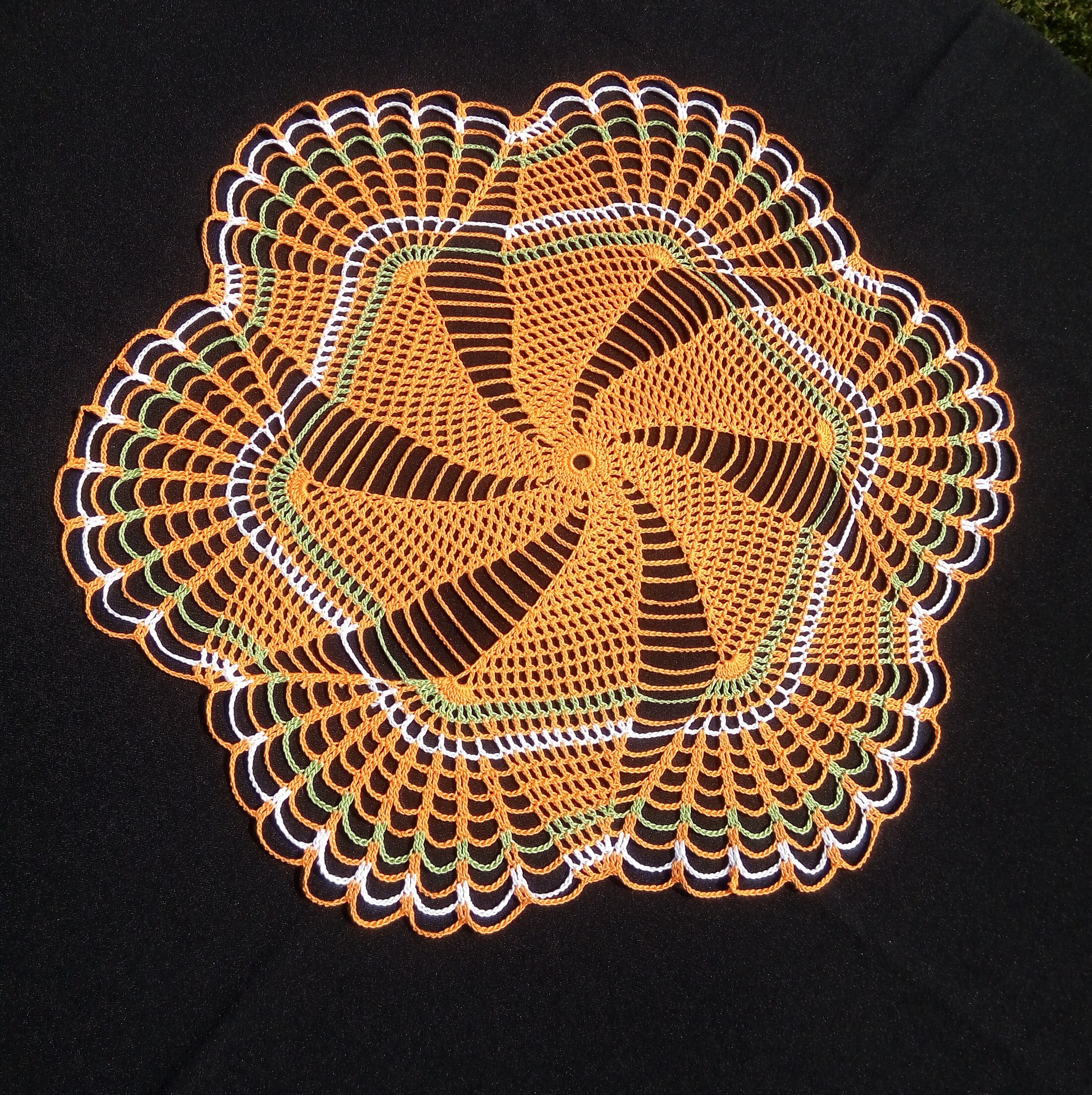 Large crochet doily Large doily Home decor orange white | Etsy