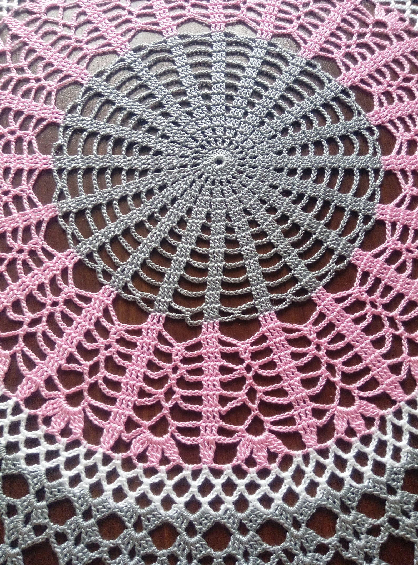 Crochet Doily 26"-pink Doily-grey Doily-crochet Doilies-white Doily ...
