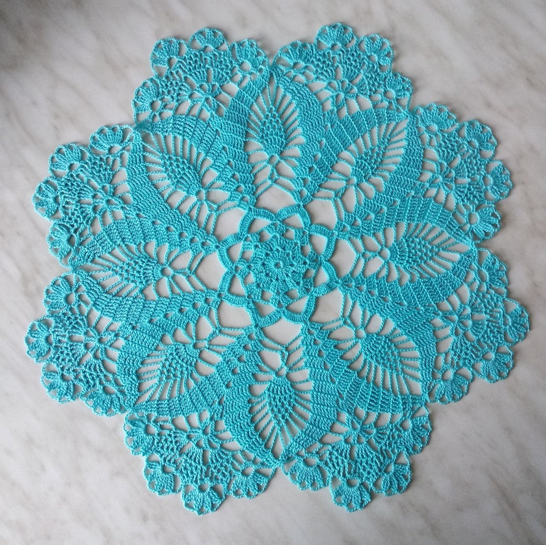 Blue Crochet Doily-medium Doily-home Decor-cotton Doily-blue - Etsy