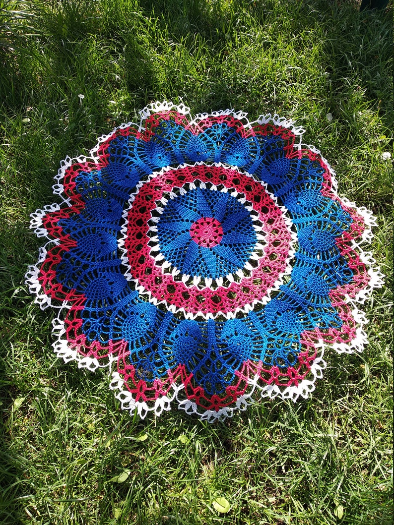 Patriotic Crochet Doily -large Doily -independence Day Gift - 4th of ...