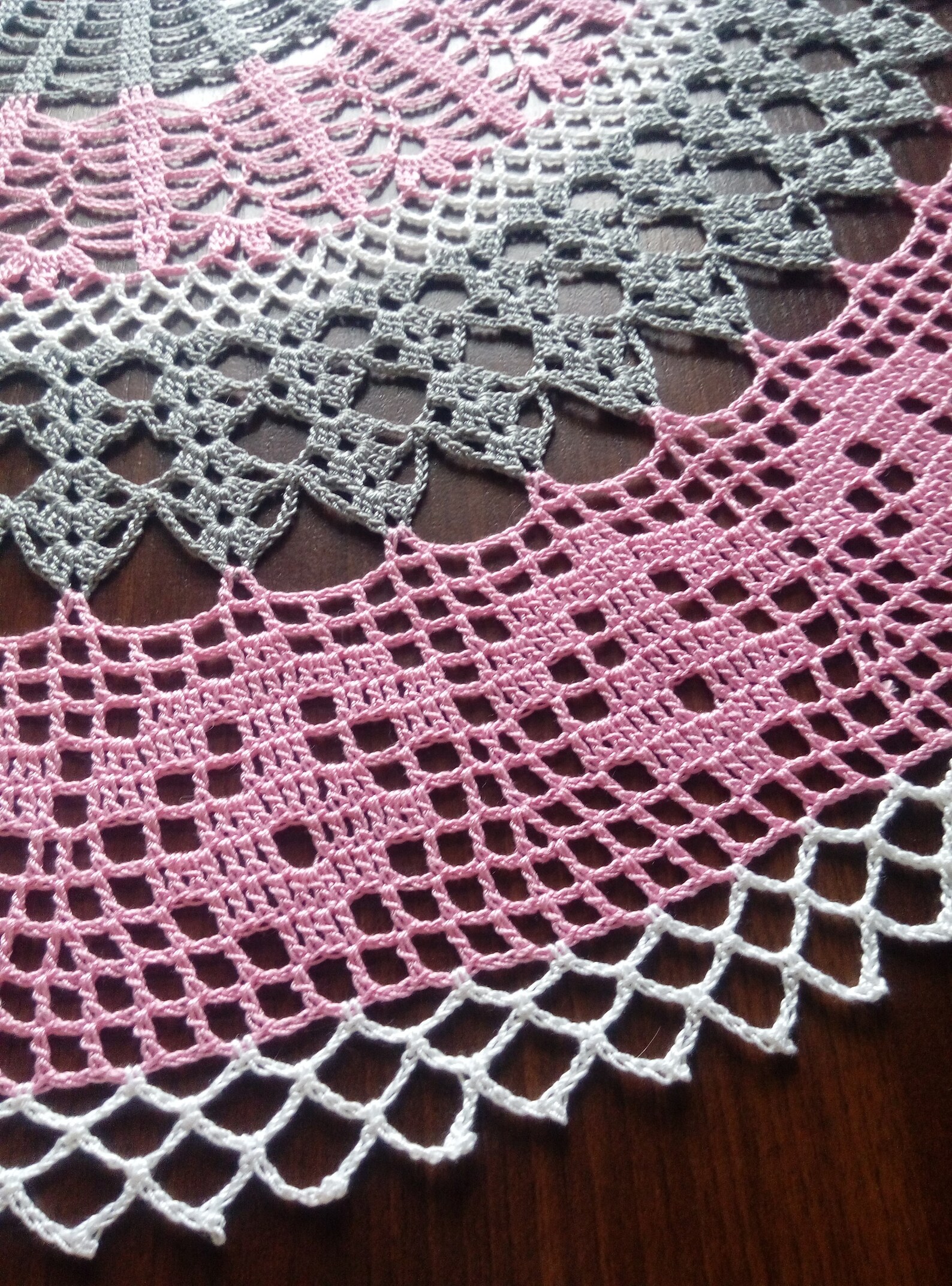 Crochet Doily 26"-pink Doily-grey Doily-crochet Doilies-white Doily ...