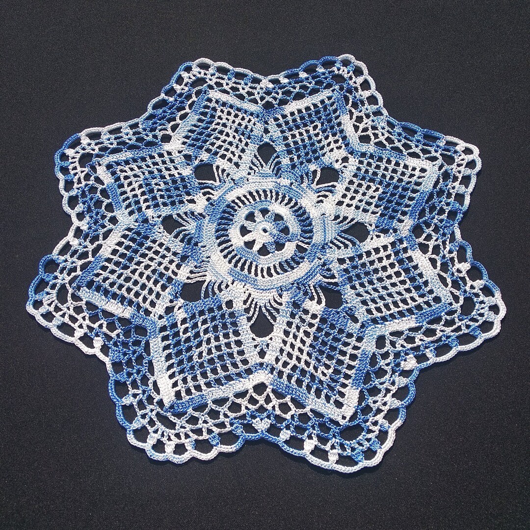 Blue Crochet Doily-crochet Doilies-medium Doily-round Doily-home Decor ...