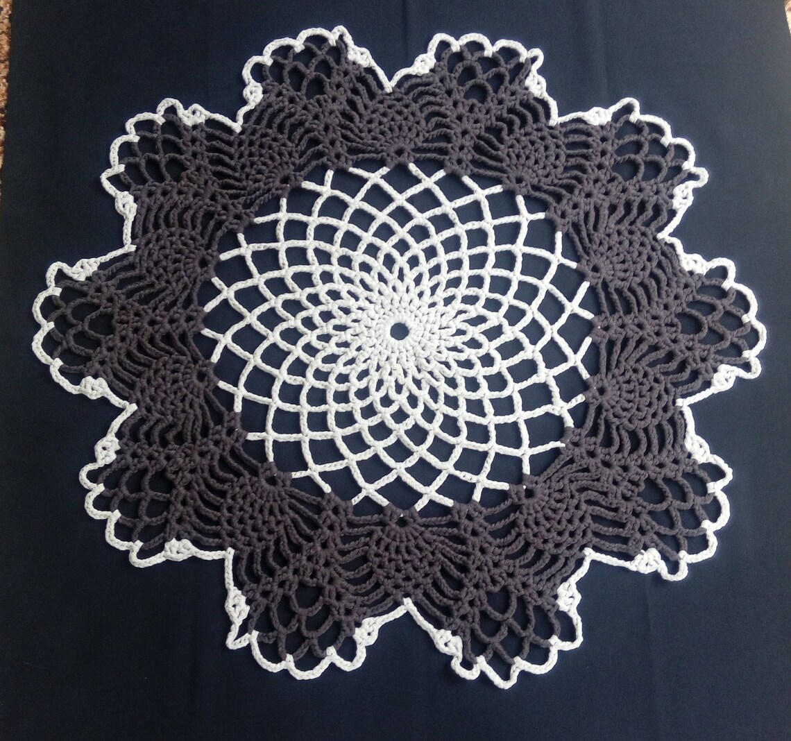Crochet Doily Rug Round Doily Rug 41 Inches Crochet Rug Brown Doily Rug ...