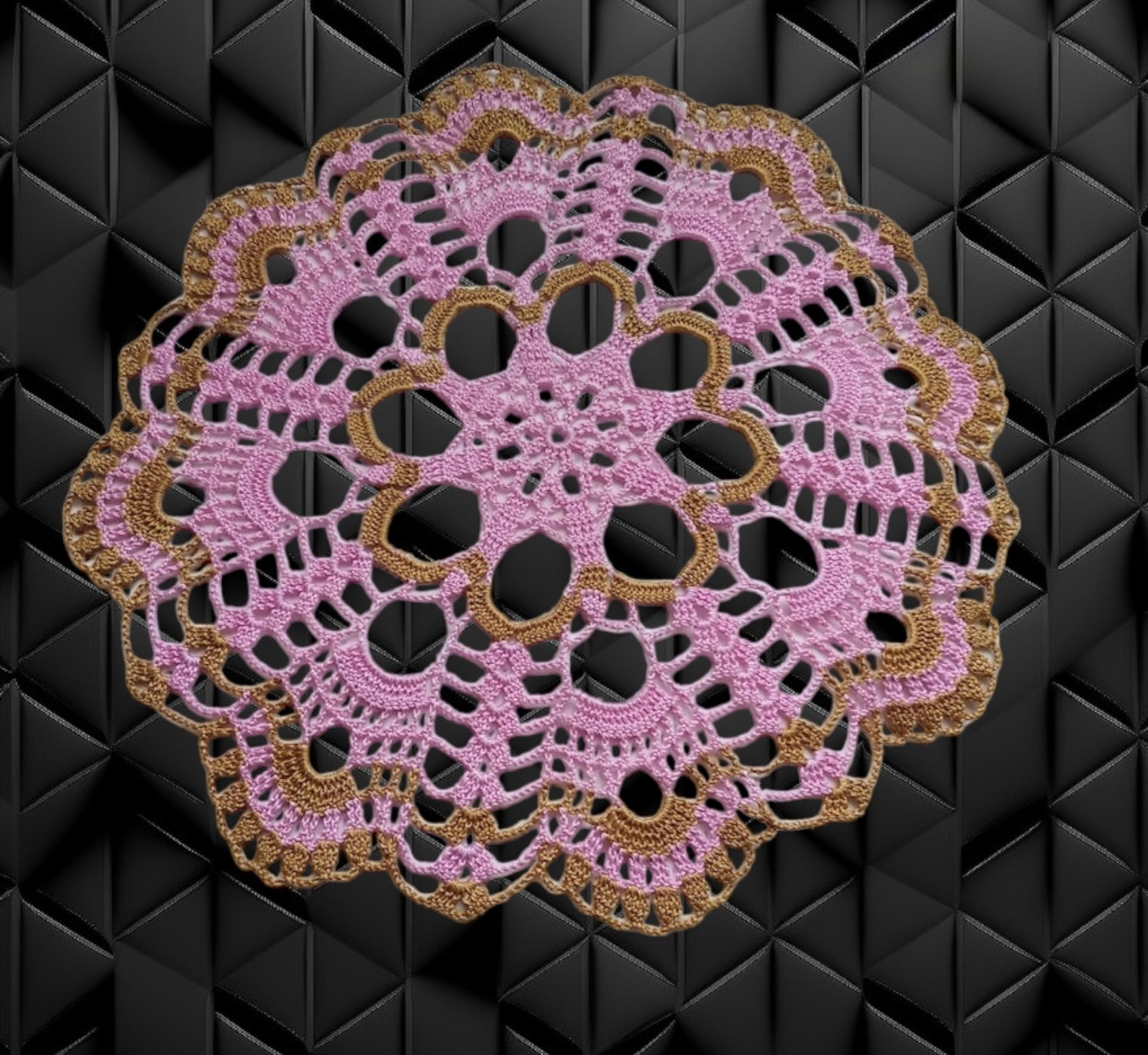 Gold Pink Crochet Doily-round Doilies-pink Doilies-pink Tablecloh ...