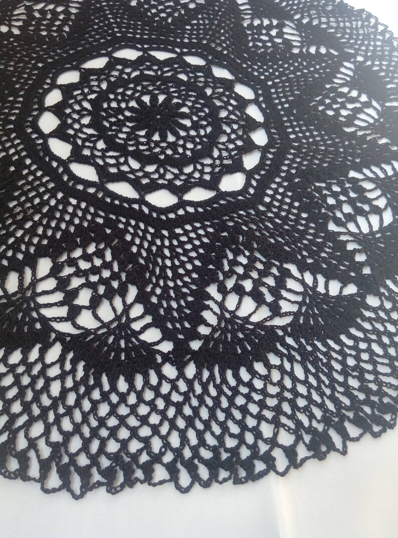 Black Crochet Doily- Round Doilies-large Doily - Black—home Decor ...