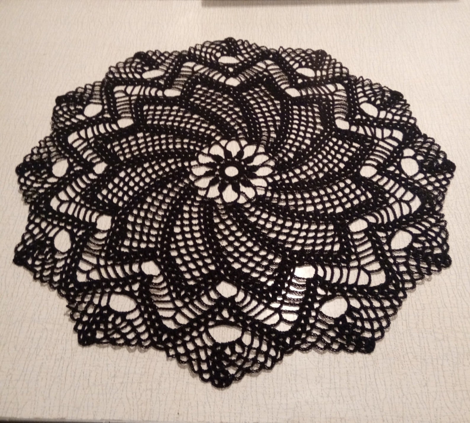 Crochet Doily - Round Doilies - Large Doily - Black - Home Decor ...