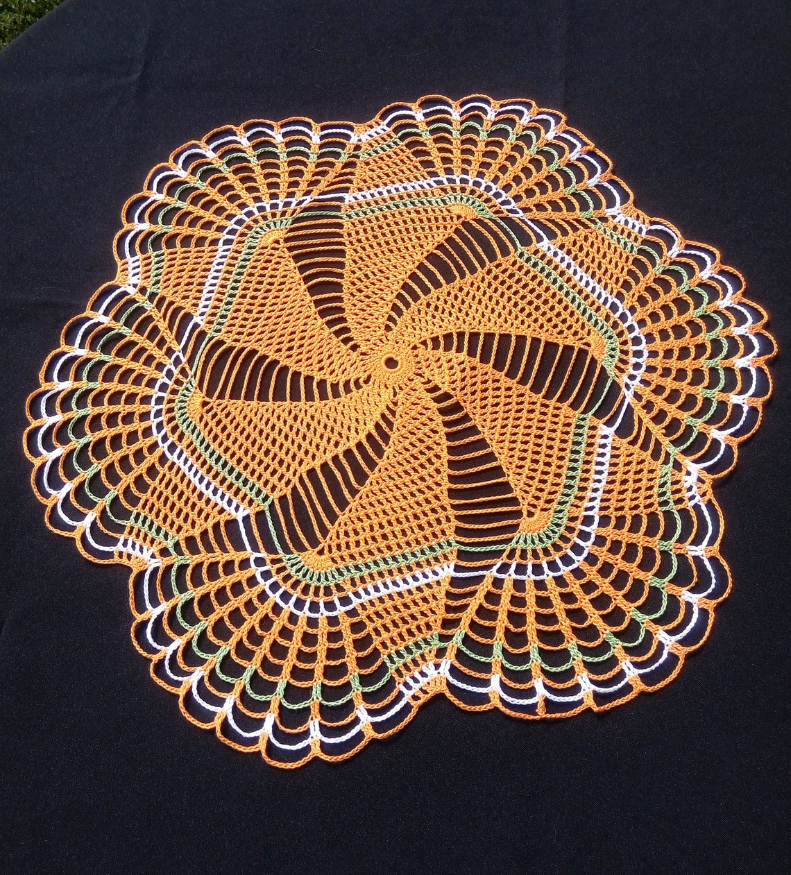 Large crochet doily Large doily Home decor orange white - Etsy España